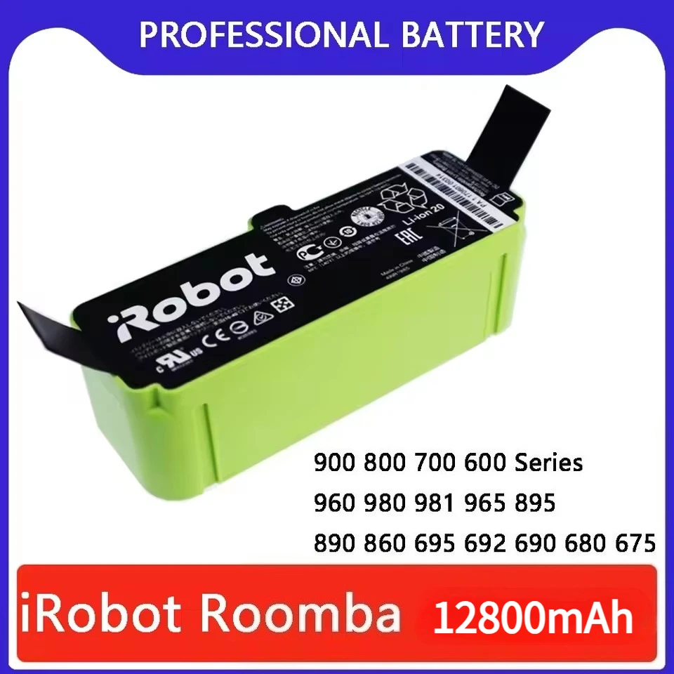 14.4V 12800mAh Li Ion Battery for iRobot Roomba Cleaner 900 800 700 600 ...