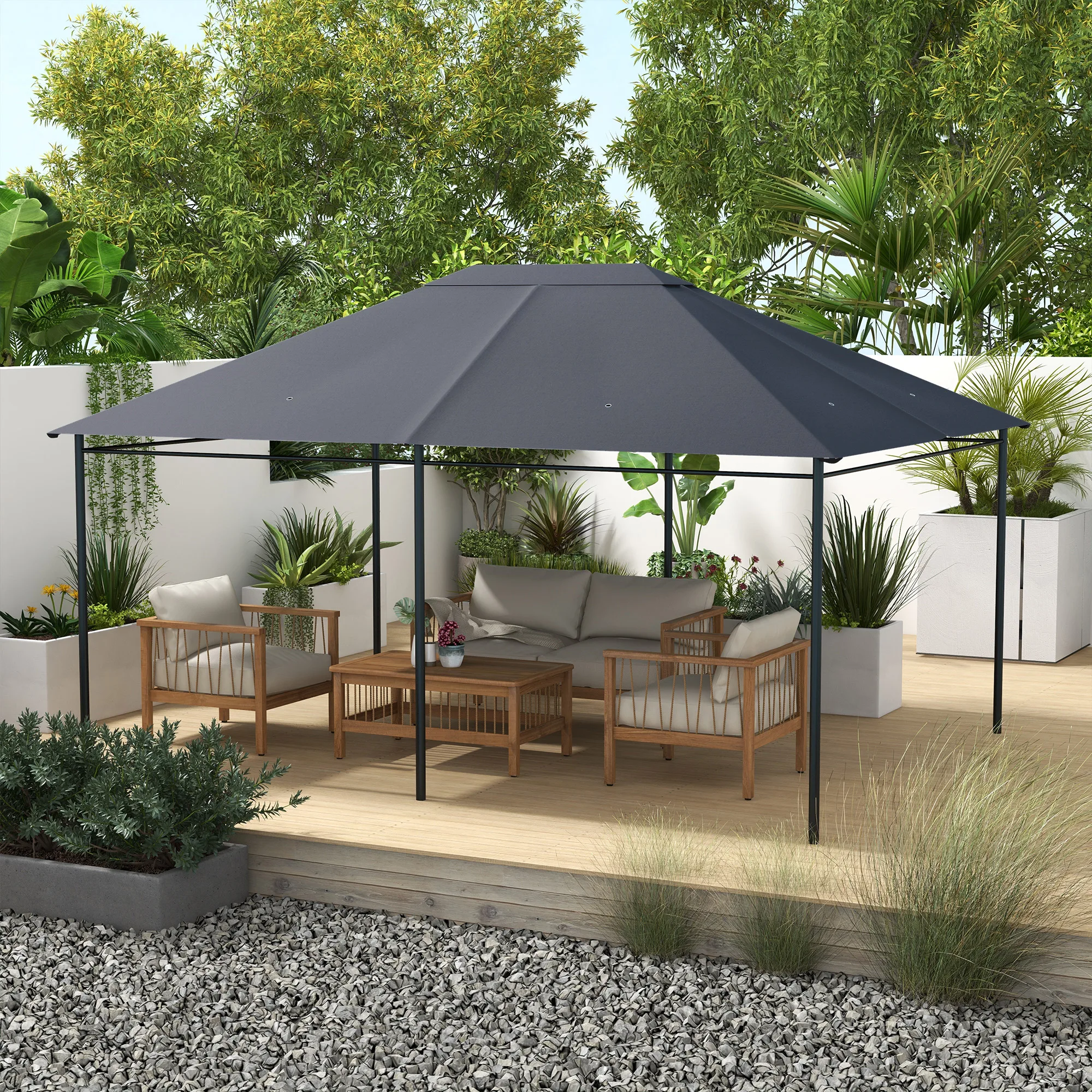 Outsunny 3 x 4m Gazebo Canopy Replacement Covers, Garden Gazebo Roof ...