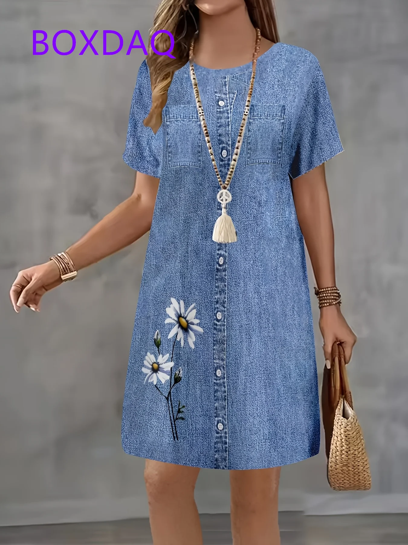 Fashion Trend 3D Imitation Denim Pattern Women's Dress New Summer ...