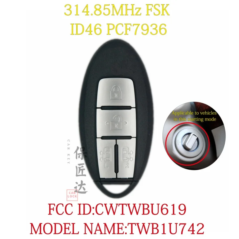 BaoJiangDd-car-key-Fit-For-Nissan-314-85MHZ-ID46-PCF7936Chip-QUEST ...