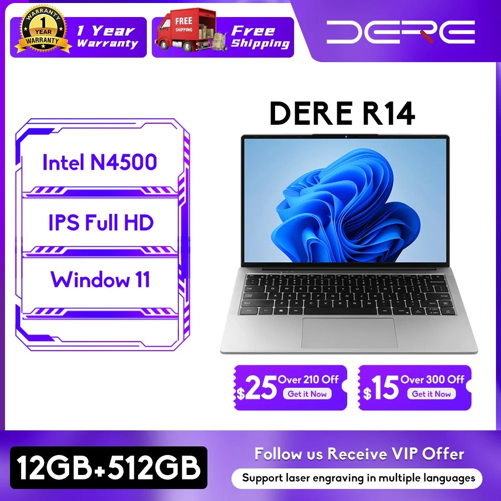 DERE-ordenador portátil R14 de 14 pulgadas, Notebook con Intel Celeron ...