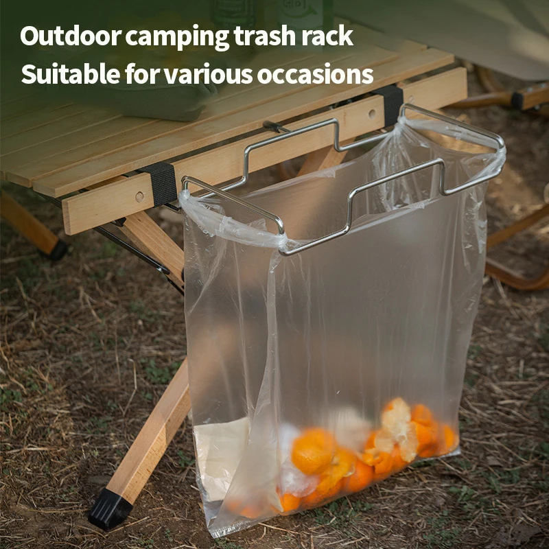 Outdoor-Trash-Rack-Portable-Camping-Stainless-Steel-Folding-Garbage ...