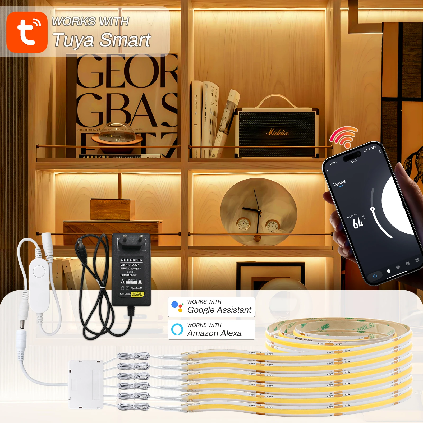 Tuya WiFi LED Cabinet Lights Zigbee Smart APP Control 24V LED Cabinet ...