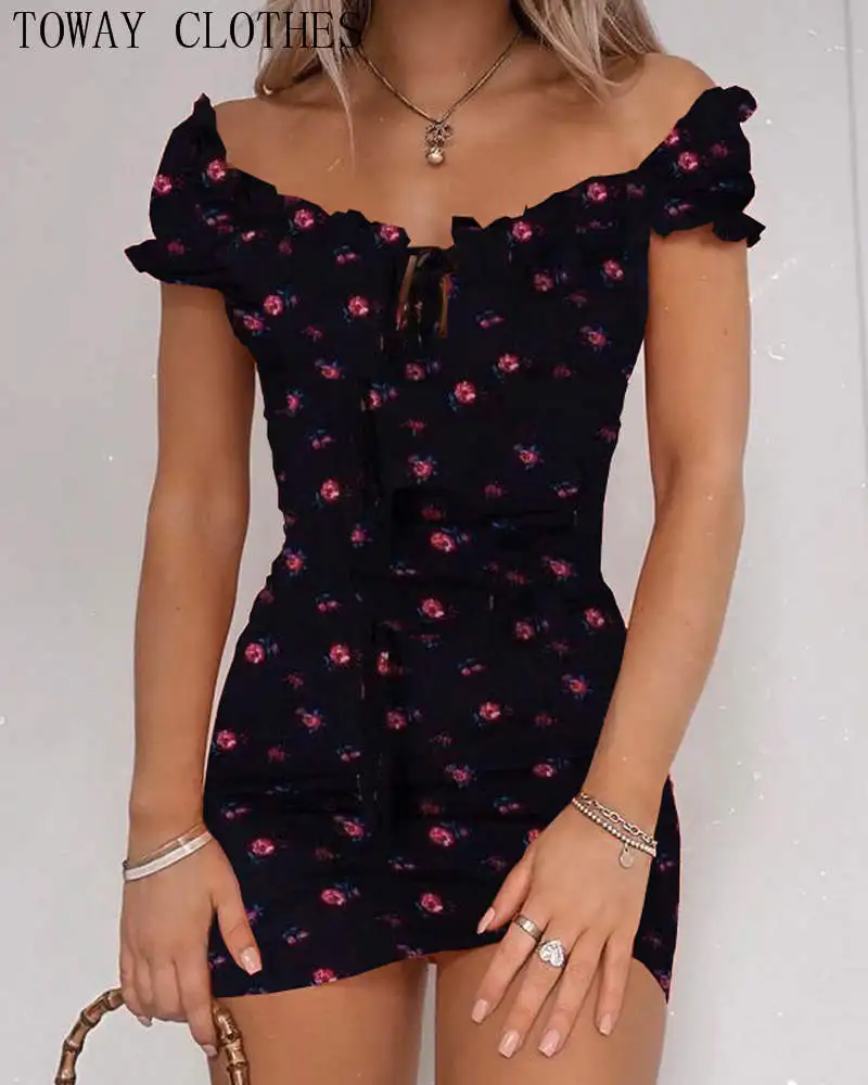 Vestido corto informal de manga corta Para Mujer, minivestido Sexy con ...