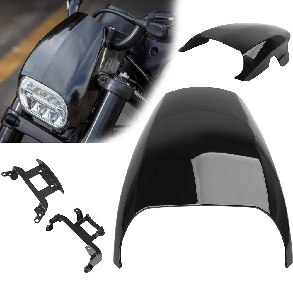 Motorcycle-Gloss-Black-ABS-Headlamp-Front-Cowl-Headlight-Fairing-Cover ...