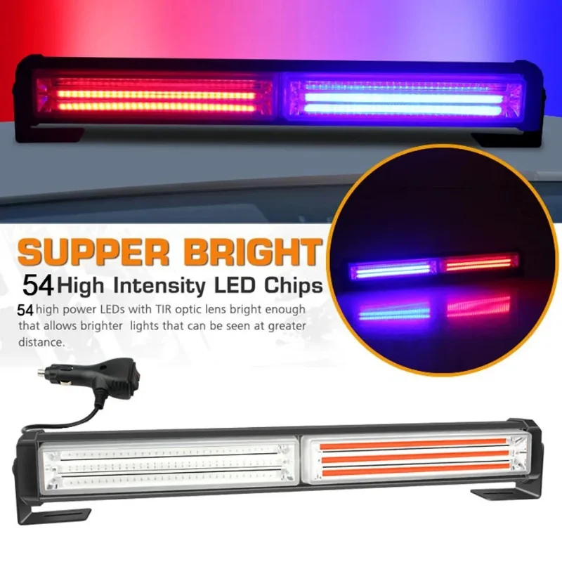 12in COB LED Warning Work Light Bar Car Boat Truck Roof Grid Strobe DRL ...