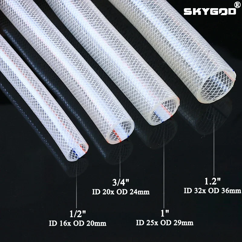 1/2/5M ID 16 20 25mm PVC Braided Reinforced Hose Drainage Plumbing Irrigation Pipe Car wash ...