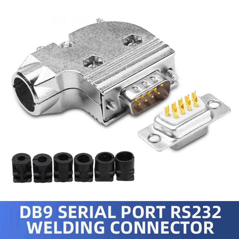 L-type-DB9-Soldering-Connector-with-Metal-Iron-Shell-90-Degree-RS232 ...