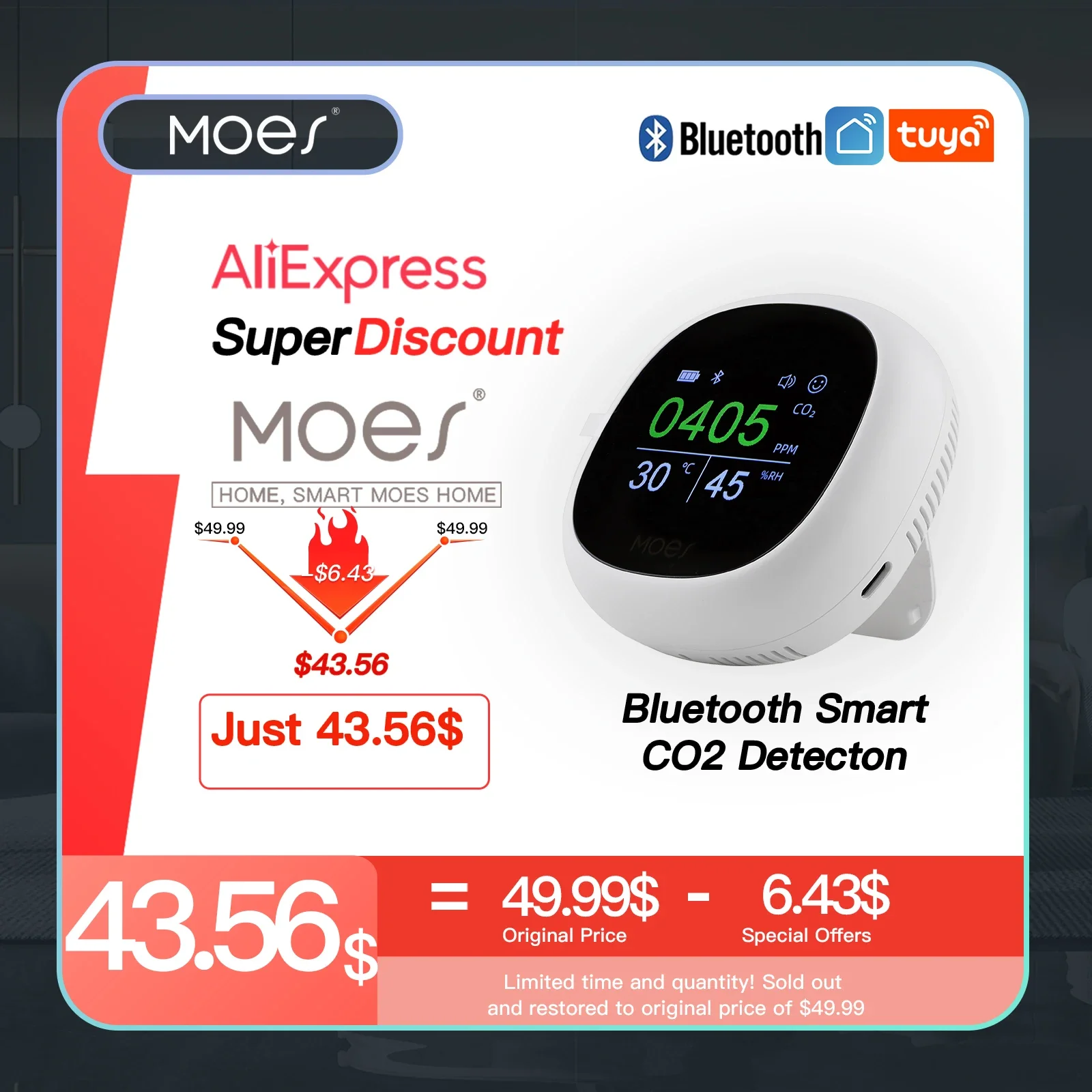 Bluetooth Carbon Dioxide Air Quality Monitor Detector，Portable ...