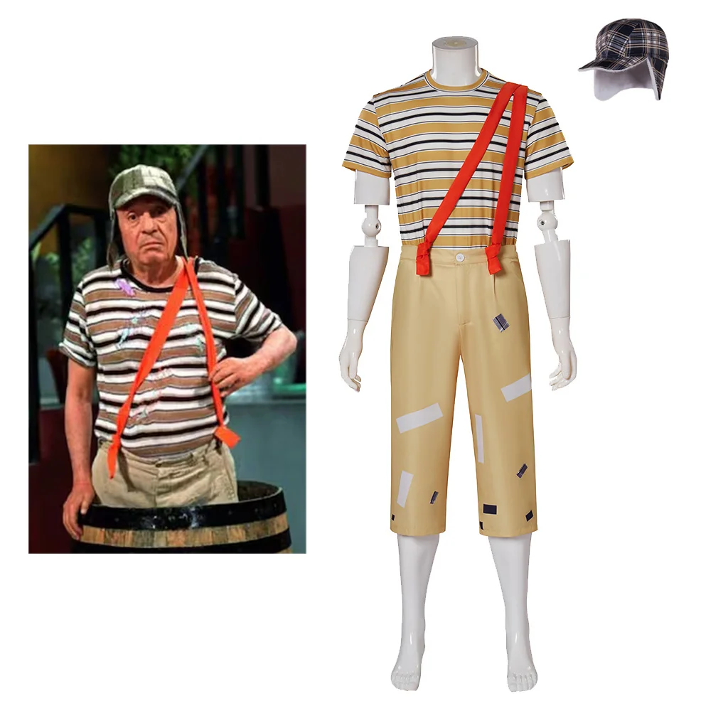 TV-El-Chavo-Del-Ocho-Cosplay-Costume-Stripe-T-Shirt-And-Pants-Hat-Full ...