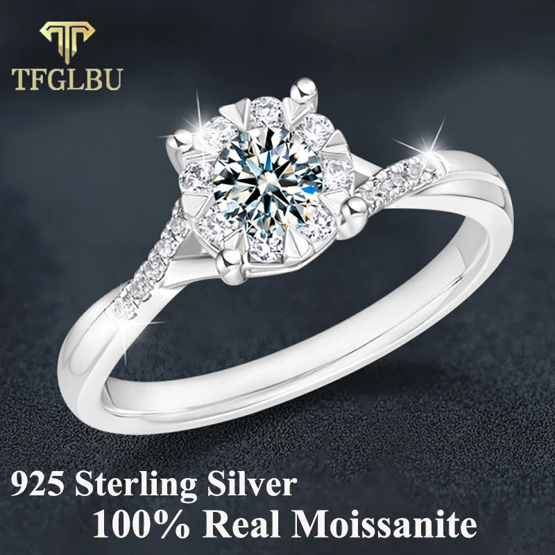 TFGLBU GRA Certified Four Claw Snowflake Moissanite Engagement Ring for ...