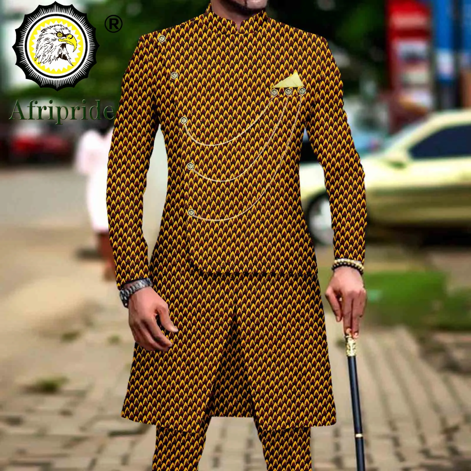 African Suits for Men Dashiki Printed Jackets and Pants 2 Piece Set ...