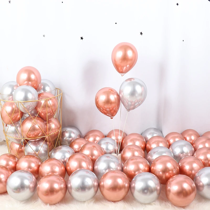10 globos de látex metálicos de 12 pulgadas de color dorado y plateado ...