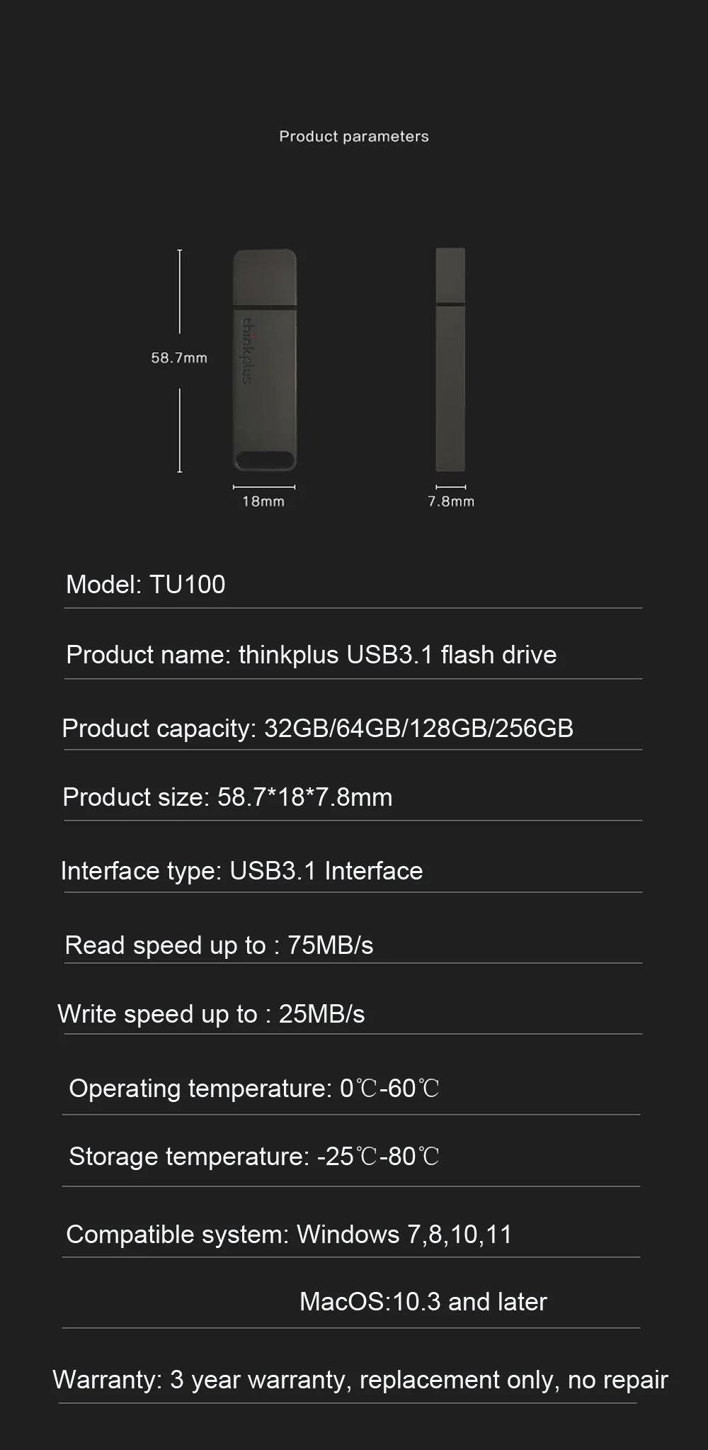 Thinkplus TU100 USB-флешка 32/64/128/256/512 Гб | AliExpress
