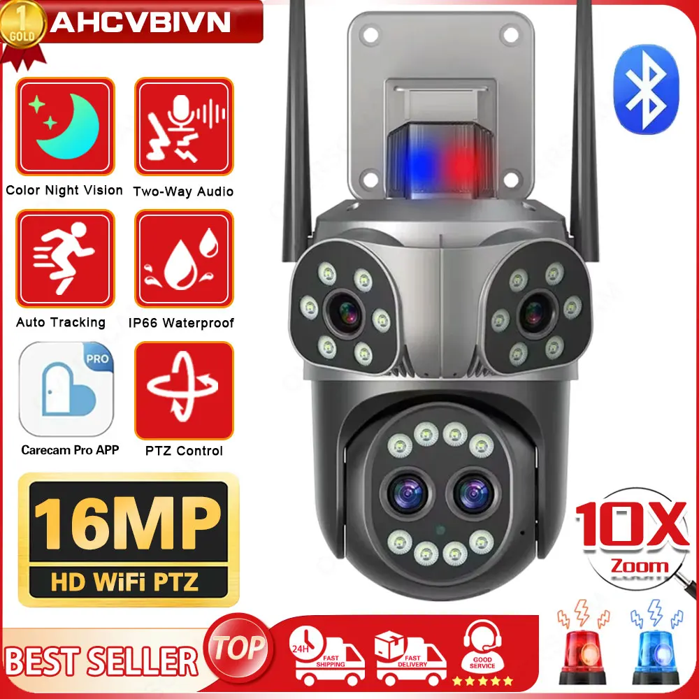 16MP-8K-Security-Camera-4-Lens-10X-Zoom-3-Screens-WiFi-PTZ-Camera-Two ...