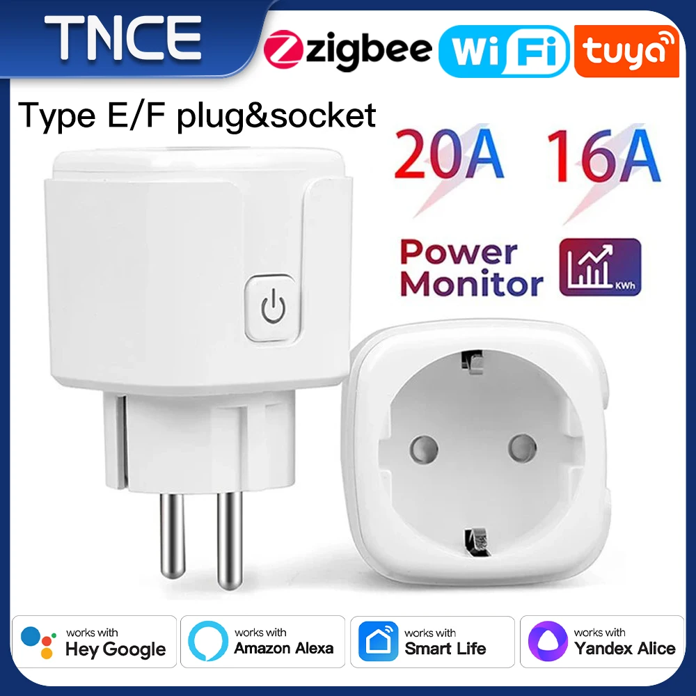 TNCE-Tuya-EU-Plug-Zigbee-or-WIFI-16-20A-adapter-Smart-Socket-outlet ...