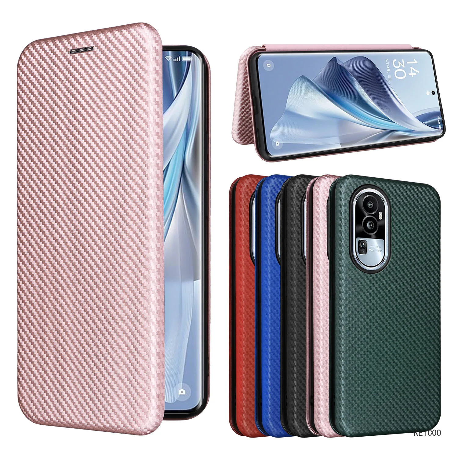 Carbon-Fibre-Flip-Cover-for-Oppo-A72-A92-A92S-Reno10-Pro-10Pro-CPH2525 ...
