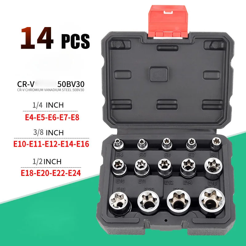 Cle a cliquet,Douille à cliquet de type E 1-4 " 3-8" 1-2 " , adaptateur de douille femelle à ...