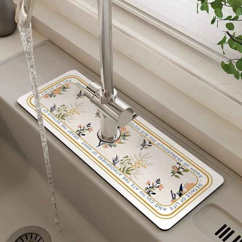 Absorbent-Mat-Sink-Tabletop-Coaster-Dishes-Anti-splash-Mats-Drainage ...