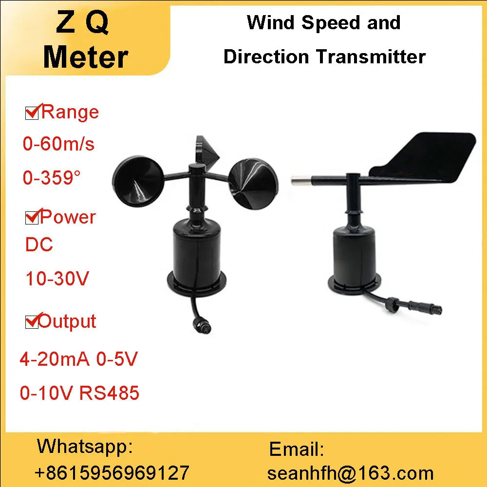 Wind-speed-and-direction-transmitter-three-cups-meteorological ...
