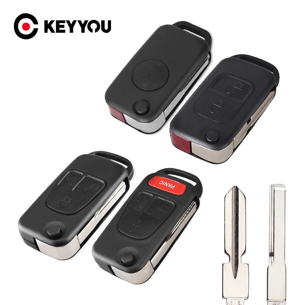 KEYYOU 2/3/4 Button Replacement Remote Flip Car Key Shell For Mercedes ...
