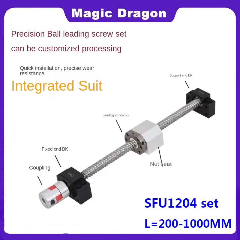 Sfu1204 Set Rm1204 Rolled Ball Screw C7 With End Machined+1204 Ball Nut ...