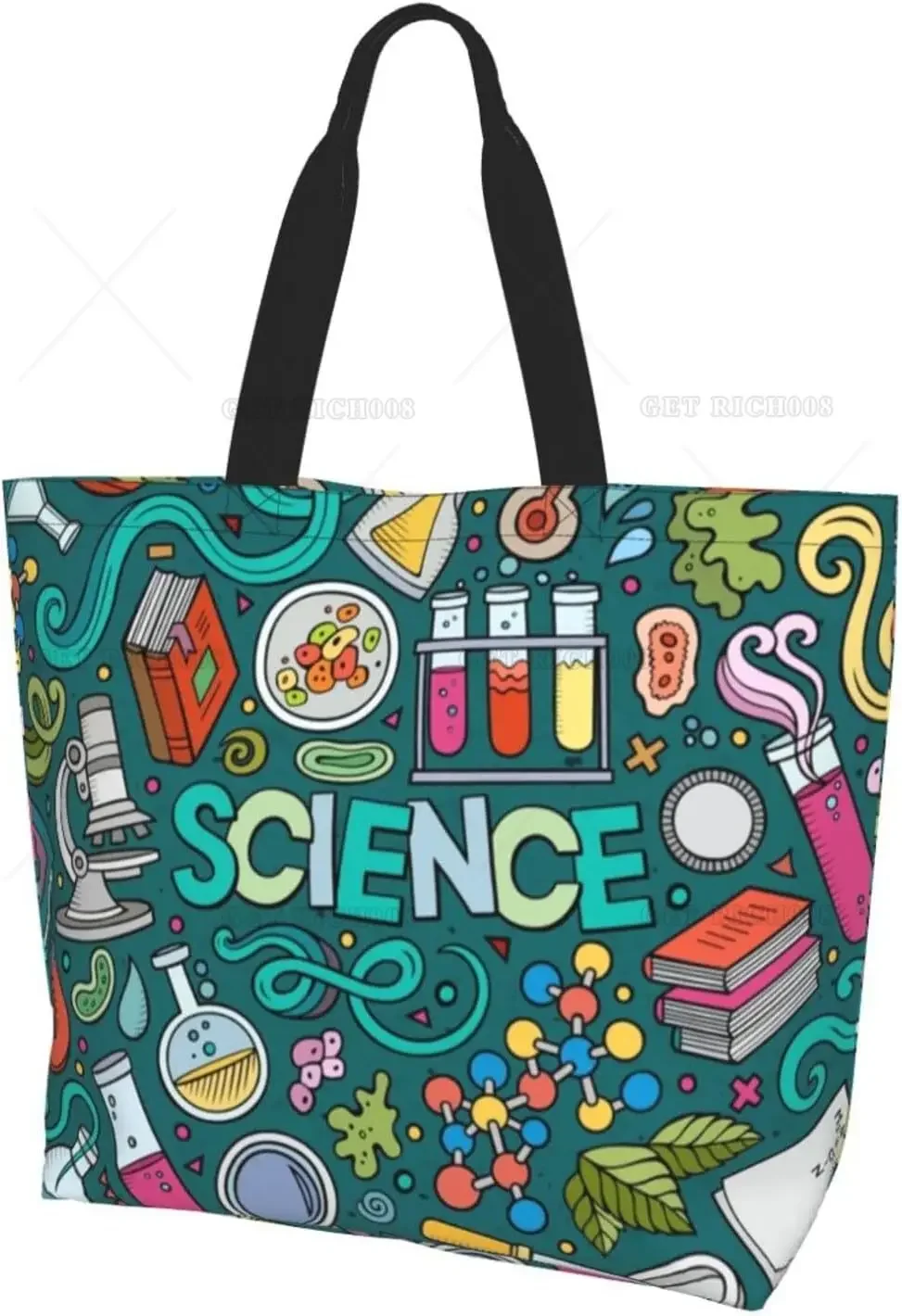 Science-Large-White-Parttern-Tote-Bag-Strong-Reusable-Shopping-Bags ...