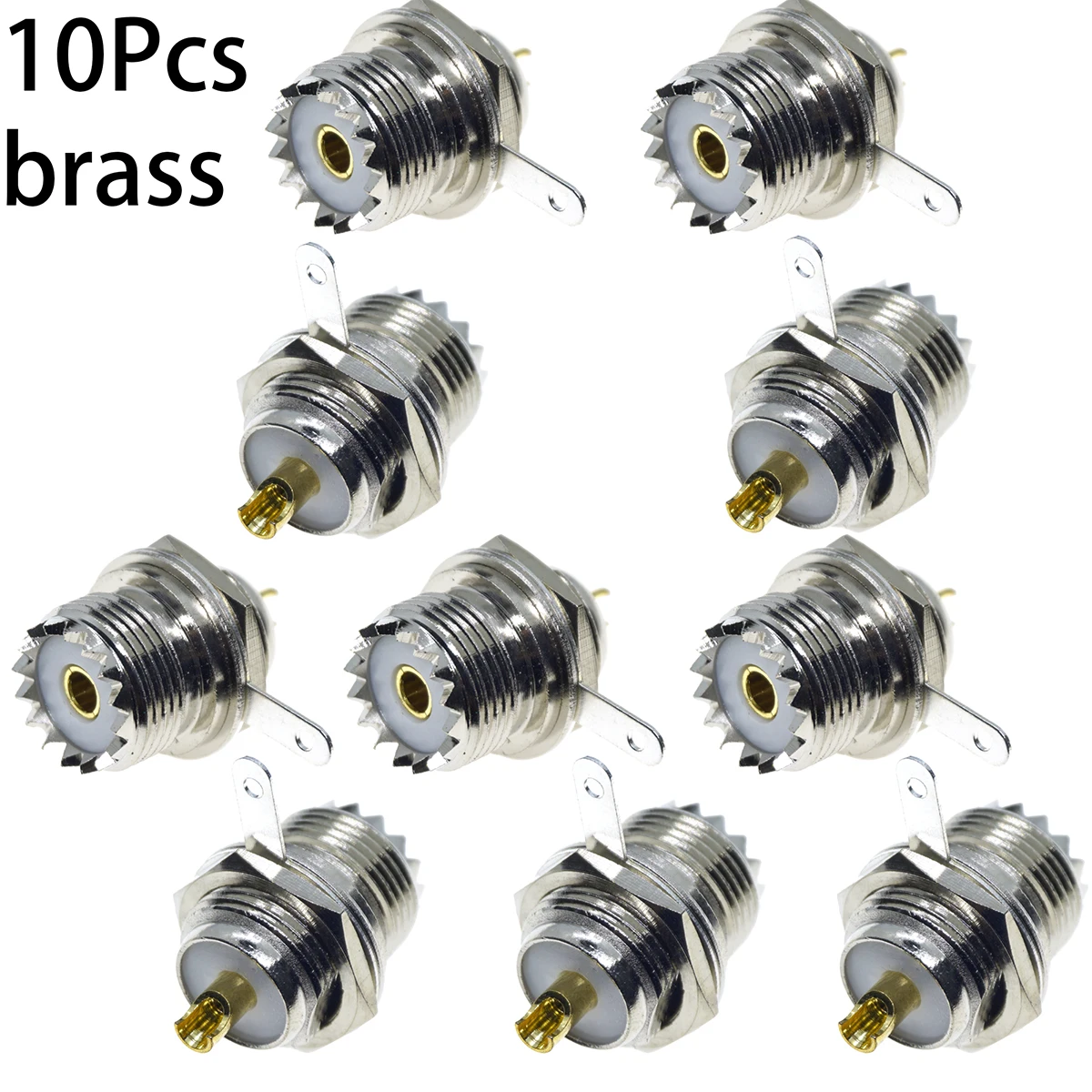 10Pcs-UHF-SO239-Bulkhead-Female-Panel-Chassis-Mount-Flange-Solder-Cup ...