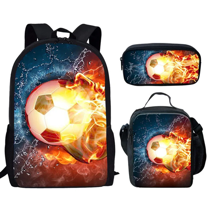 Fashion Soccer/football 3d Print School Bags Set Kid Backpack Book Bag ...