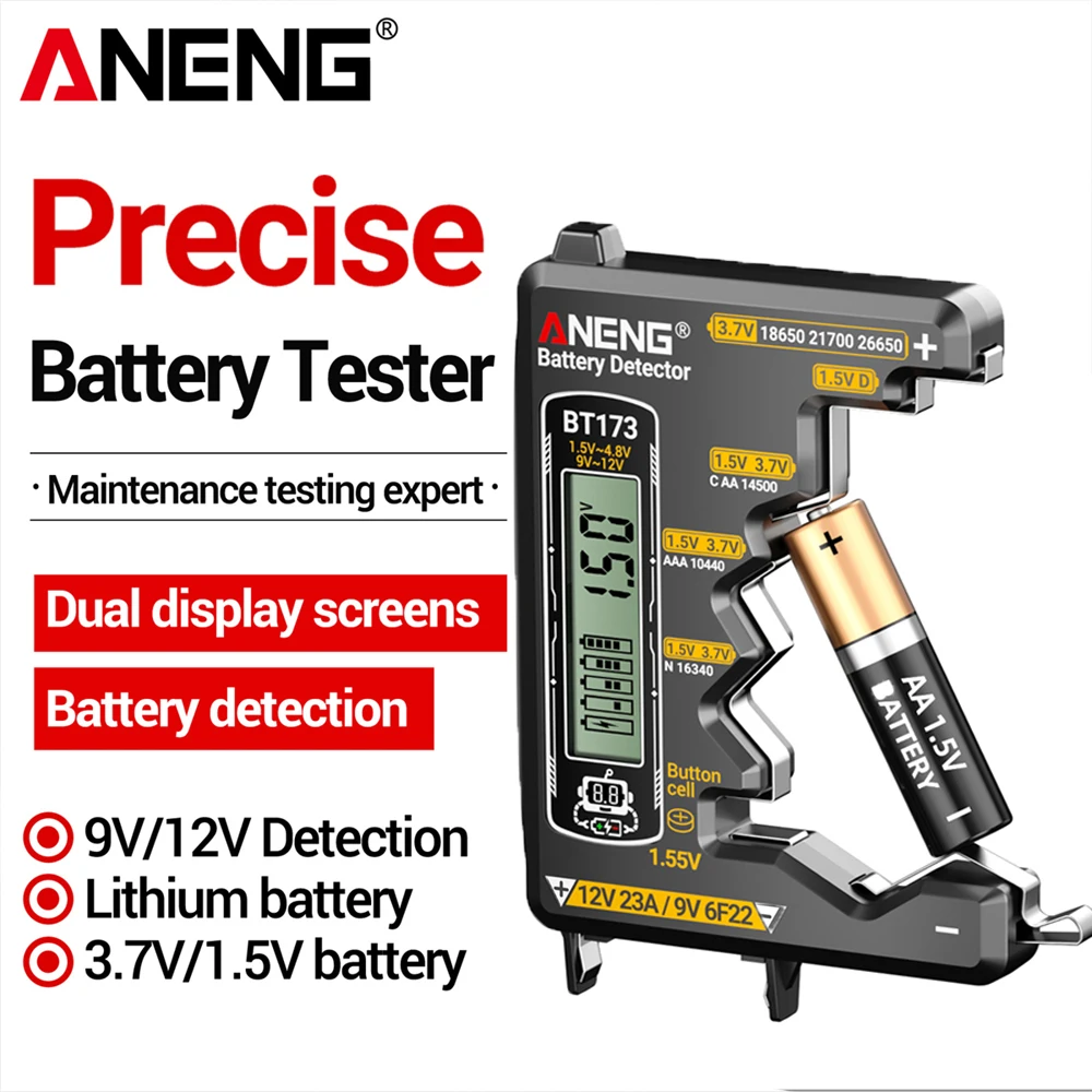 Universal Battery Tester ANENG BT173 Battery Detector Test C D AA AAA N ...