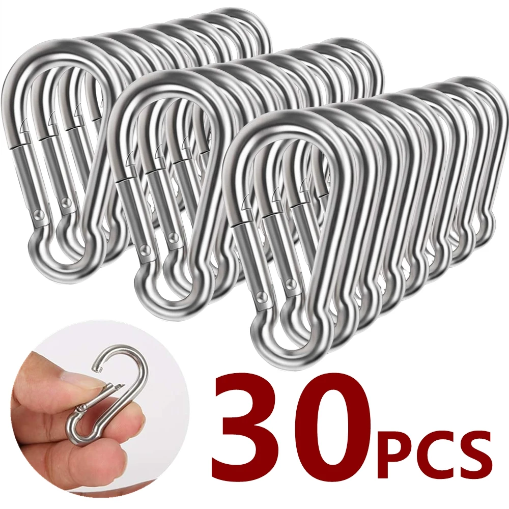 304-Stainless-Steel-Spring-Snap-Hook-Key-Ring-Buckle-outdoor-300-Lbs ...