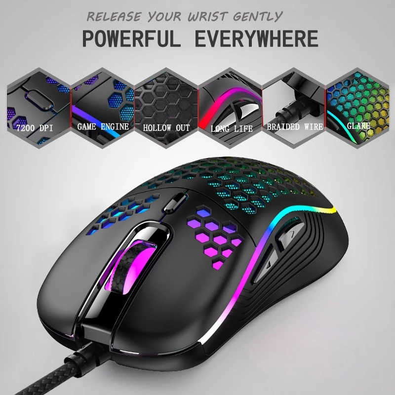 Wired-Gaming-Mouse-with-Honeycomb-Shell-Lightweight-Gaming-Mice ...