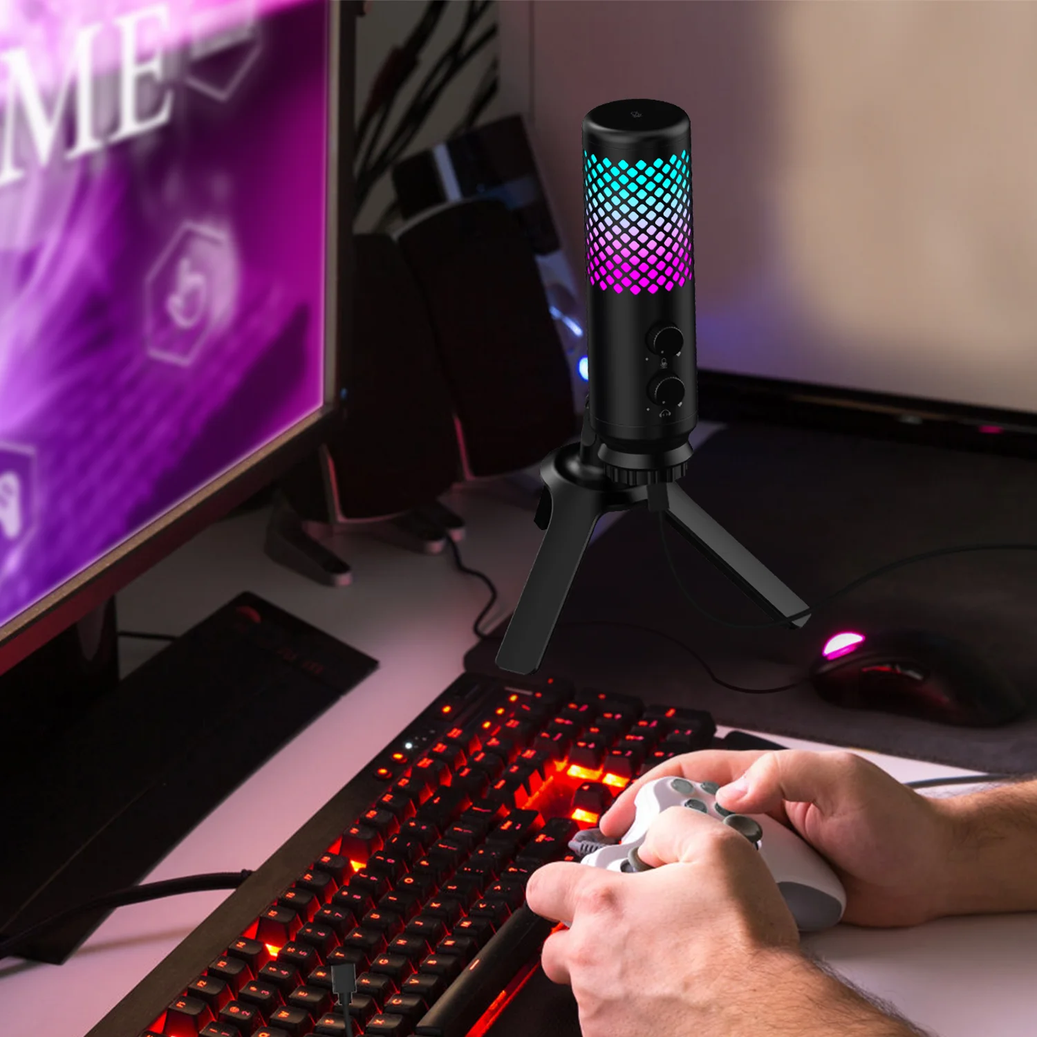 USB RGB Gaming Microphone for PS5, VeGue PC Condenser Mic with ...