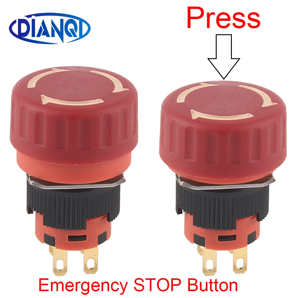16mm-RED-Emergency-STOP-Mushroom-Push-Button-Switch-Plastic-Self-locking-1no1nc-Knob-Rotary ...