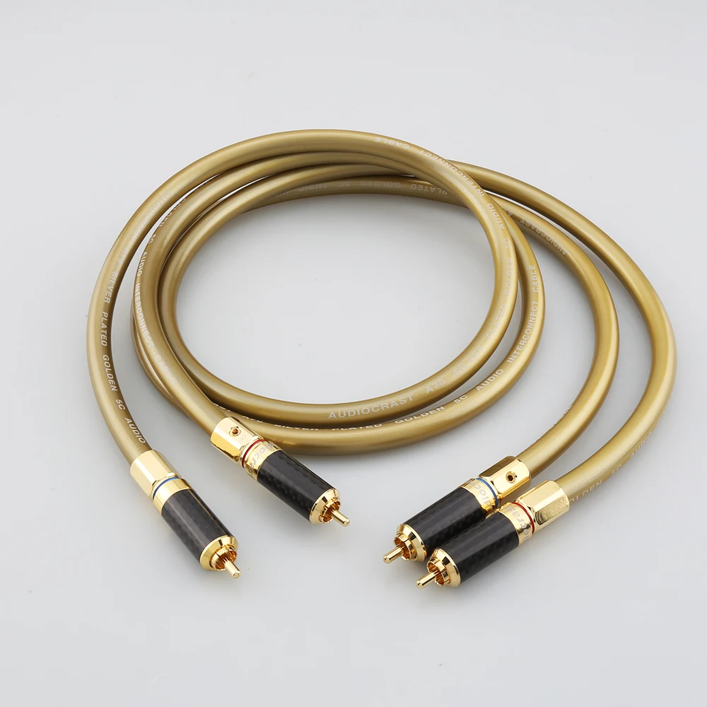 Pair-HI-Fi-RCA-Cable-Hifi-Audio-Audiocrast-A70-With-Carbon-Fiber-RCA ...