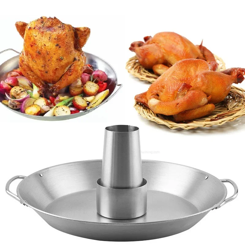 Thanksgiving-Grilled-Chicken-Grill-Stainless-Steel-Pan-Detachable-Cone ...