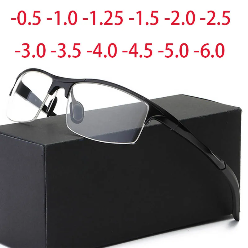Sport Half Frame Square Prescription Glasses Nearsighted Aluminum ...