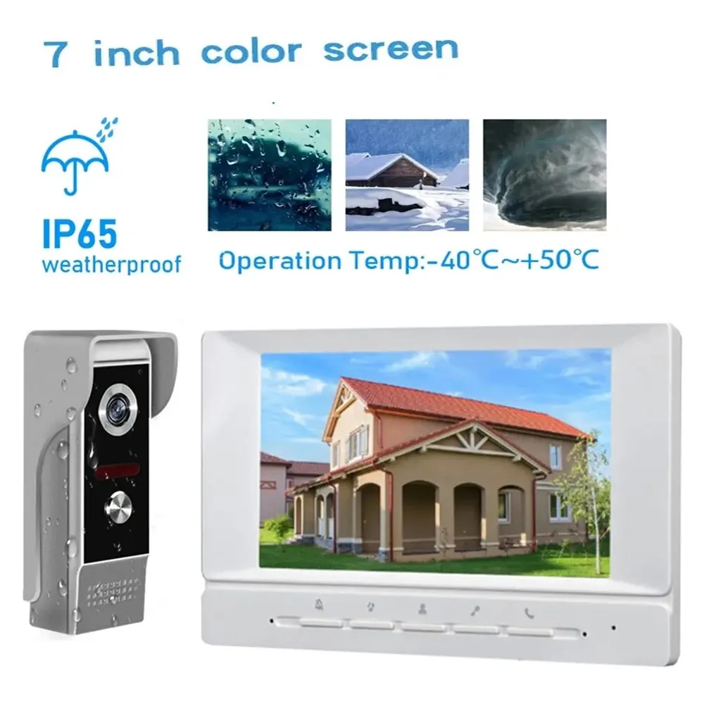 7-Inch-Wired-Video-Intercom-With-Camera-Doorbell-Waterproof-Apartment ...