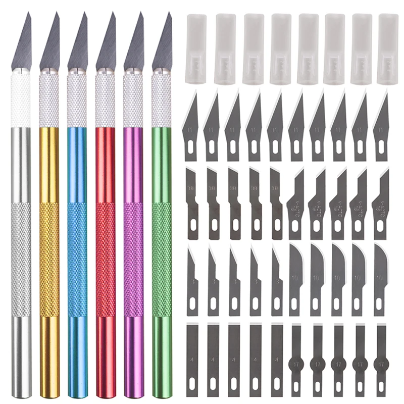 Carbon Steel Engraving Non-Slip Metal Scalpel Knife Kit 40pcs Blades ...