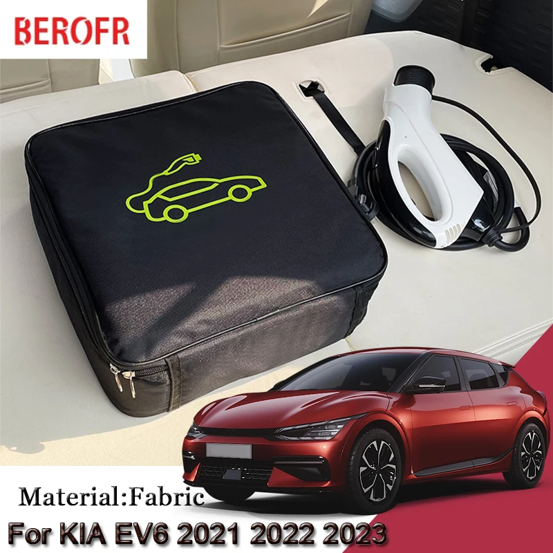 EV Car Charging Cable Storage Carry Bag For KIA EV6 2021 2022 2023 ...