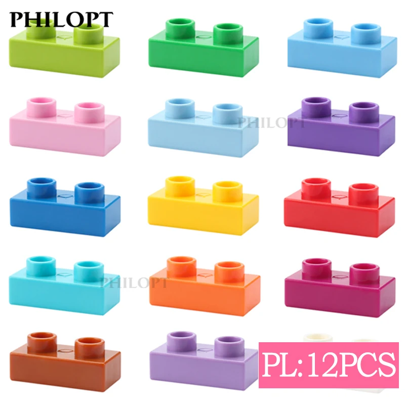12pcs DIY MOC Large Building Block Bricks Thin 1X2 Bricks Big Size ...