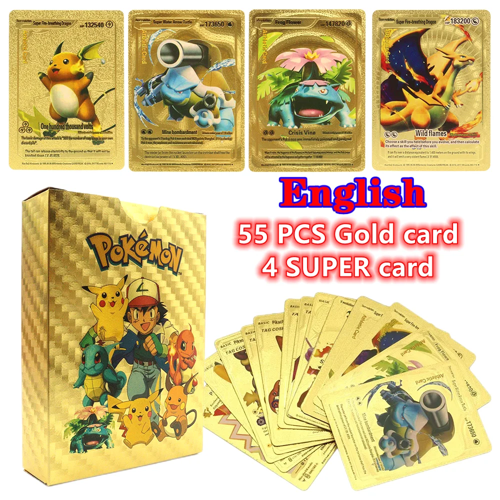 Tarjetas de Pokémon Flash arcoíris, 11 110 piezas, dorado, plateado ...