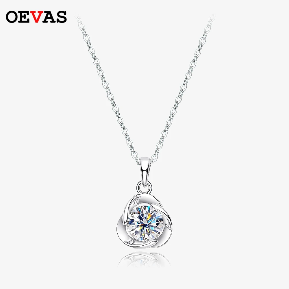 Moissanite Necklace 925 Sterling Silver | Pendant Moissanite Silver 925 ...