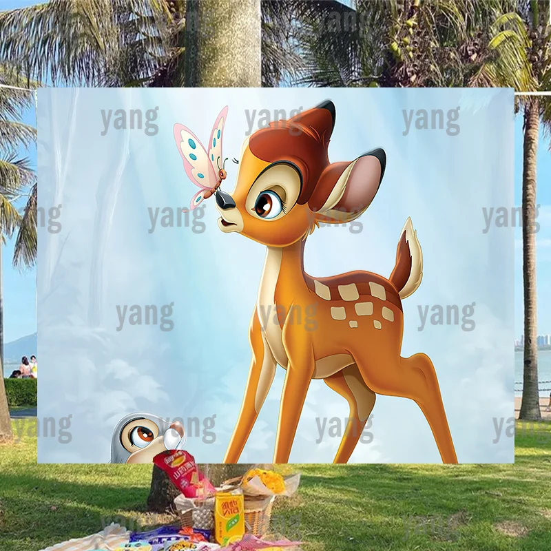 Disney-Cute-Deer-Bambi-of-Fawn-Butterfly-Birthday-Backdrops-Banner ...