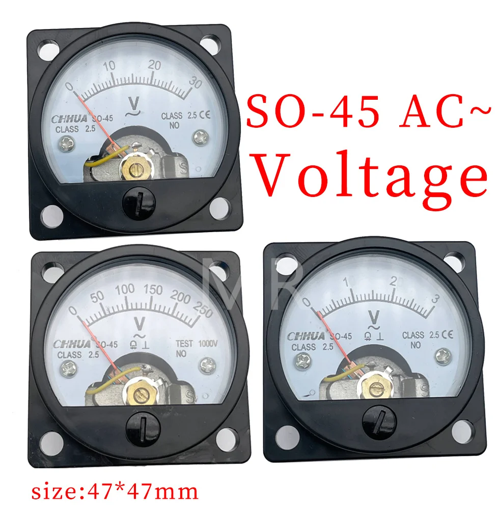 SO-45-AC-Voltmeter-Round-Analog-Dial-Panel-Meter-Voltmeter-Gauge ...
