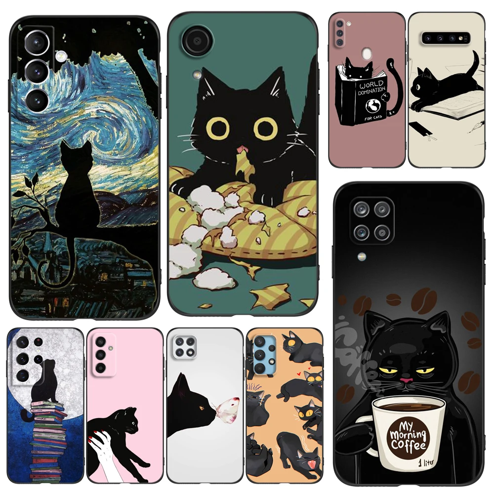 Coque-de-t-l-phone-portable-motif-chat-noir-tui-motif-dessin-anim-pour ...