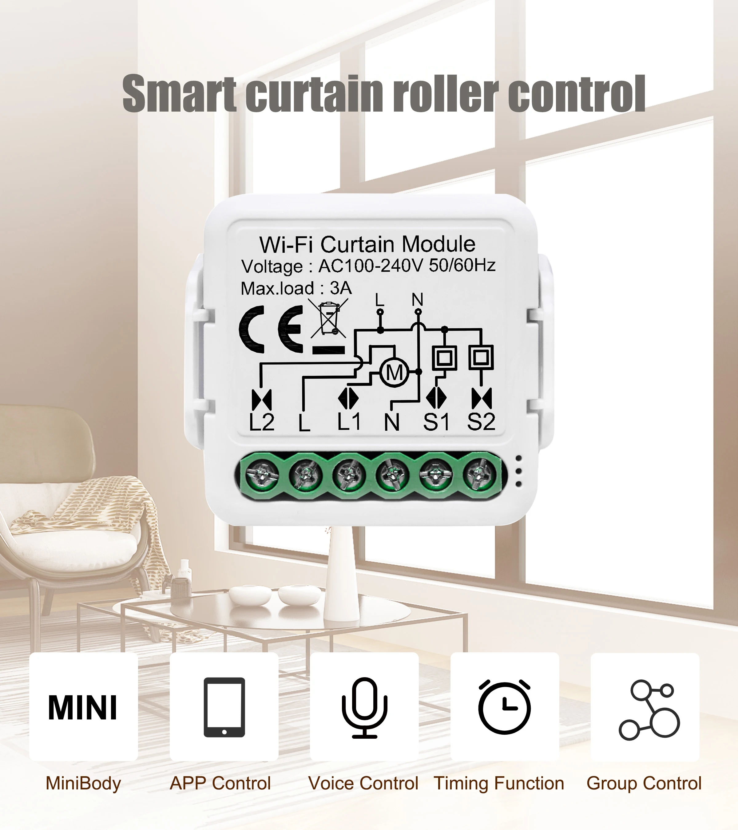 Interrupteur,Interrupteur Wifi intelligent pour rideaux,Module de volet ...