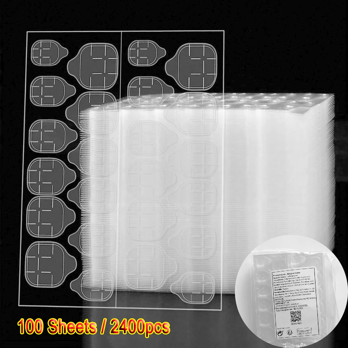 100Sheets-2400Pcs-Wearing-Nail-Manicure-Special-Super-Sticky-Jelly-Glue ...