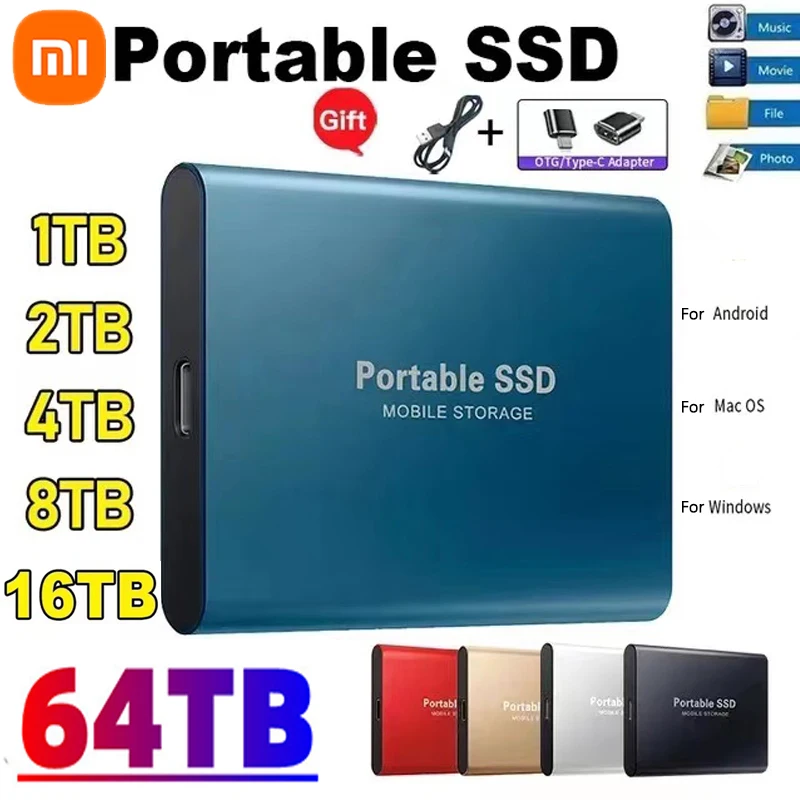 Xiaomi SSD Portátil de Alta Velocidade Móvel de Estado Sólido 16TB Armazenamento Externo Tipo-C ...