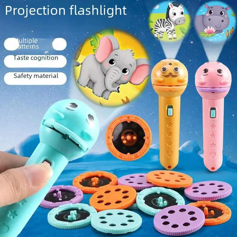 Children's Luminous Projection Flashlight Baby Early Education Cartoon ...